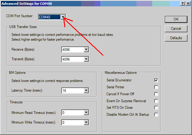 Tayloredge - COM Port Number Changing